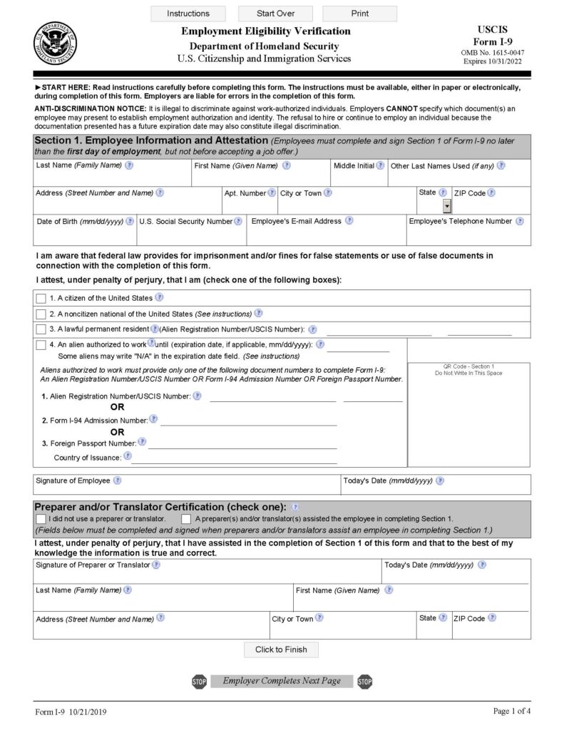 I9 Form 2023 Printable, Fillable Form PDF | Free Online Forms