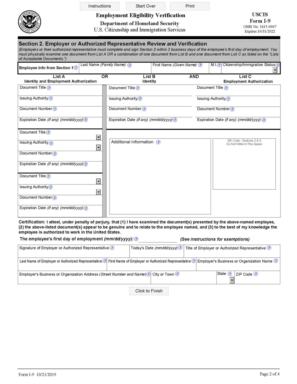 I-9 Form 2022 Printable & Fillable PDF | Free Online Forms