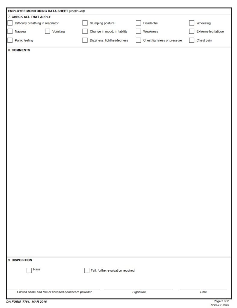 DA Form 7761 - Employee Monitoring Data Sheet | Free Online Forms