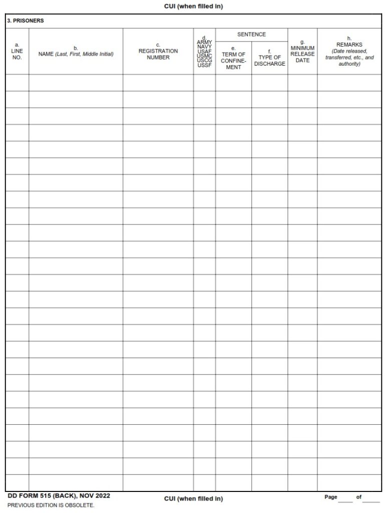DD Form 515 - Roster Of Prisoners | Free Online Forms