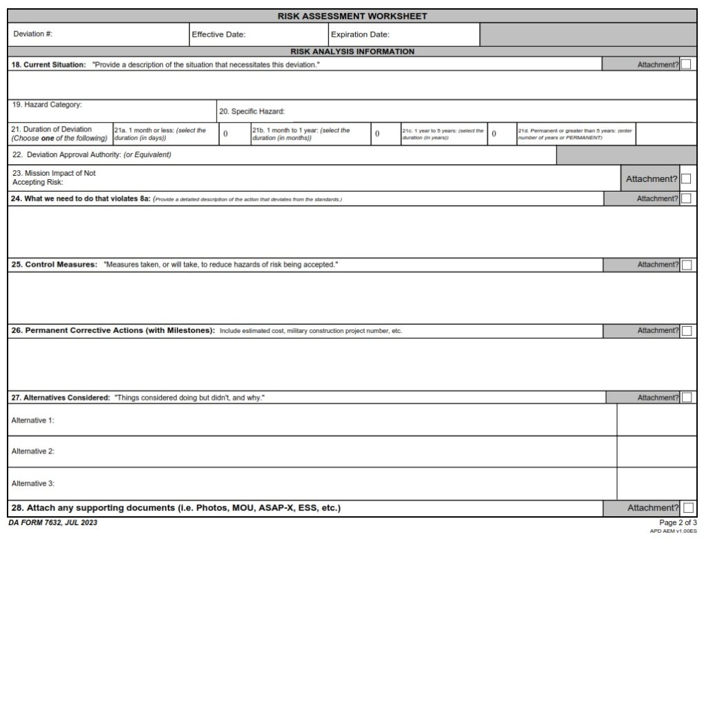 DA Form 7632 - Deviation Approval And Risk Acceptance Document (DARAD ...
