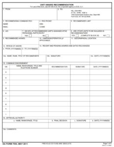DA Form 7594 - Unit Award Recommendation | Free Online Forms