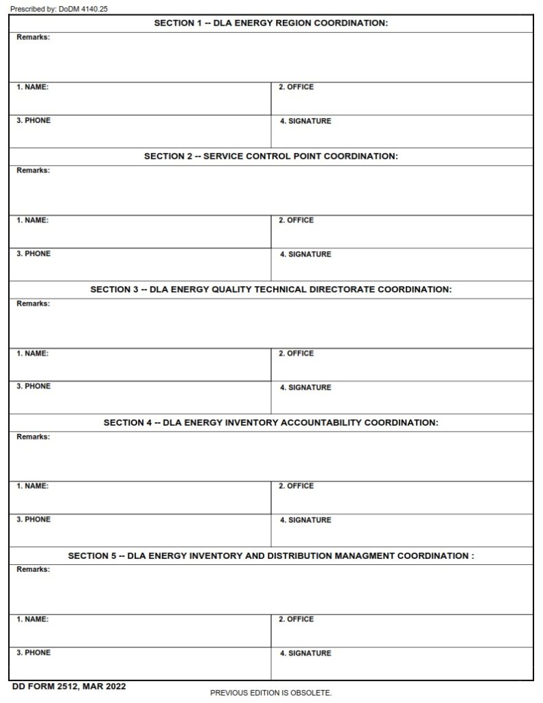 DD Form 2512 - Bulk Fuel Stock Rotation Plan | Free Online Forms