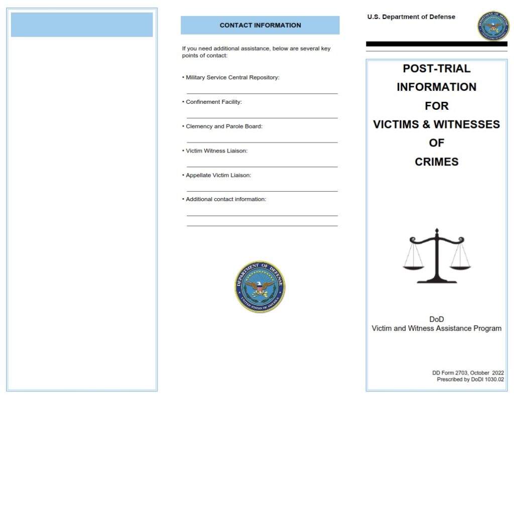 DD Form 2703 - Post-Trial Information For Victims And Witnesses Of ...