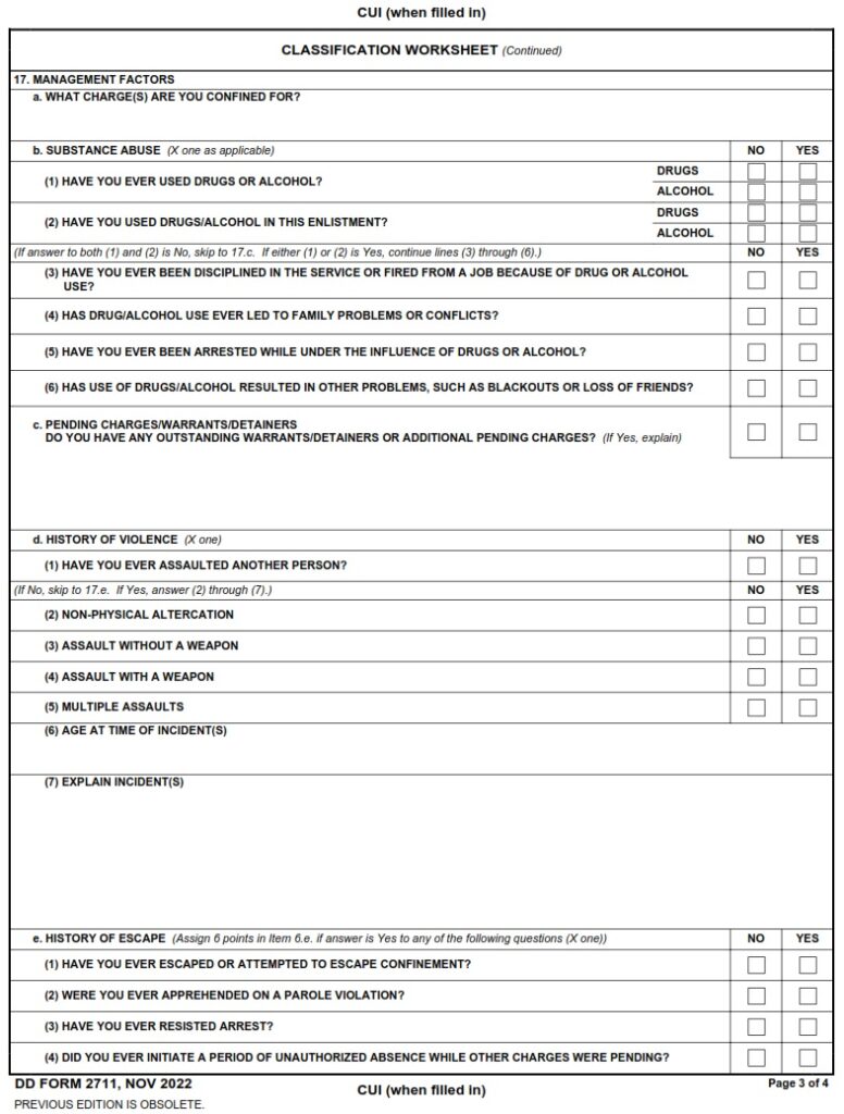 DD Form 2711 - Initial Custody Classification | Free Online Forms