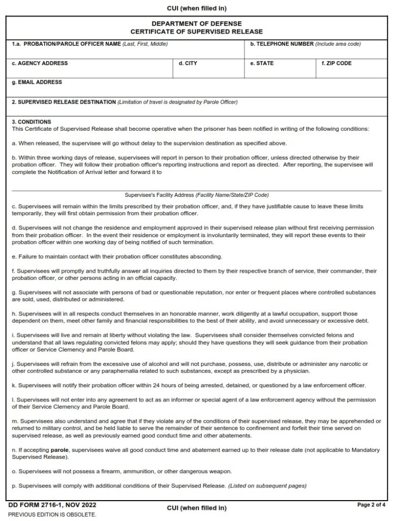 DD Form 2716-1 - Department Of Defense Certificate Of Supervised ...