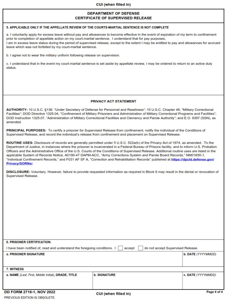 DD Form 2716-1 - Department Of Defense Certificate Of Supervised ...