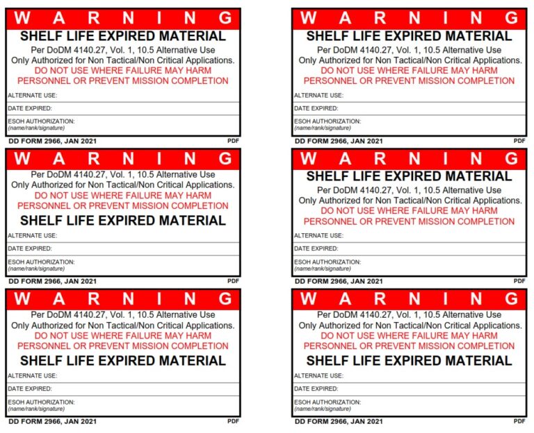 DD Form 2966 - Shelf Life Expired Material | Free Online Forms