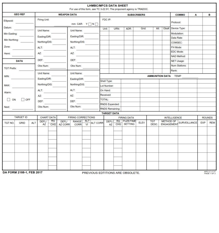 DA Form 2188-1 - LHMBC/MFCS Data Sheet | Free Online Forms