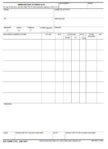 DA Form 3151 - Ammunition Stores Slip | Free Online Forms