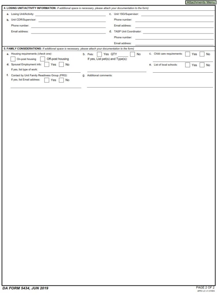 DA Form 5434 - Sponsorship Program Counseling And Information Sheet ...