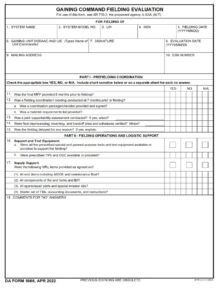 DA Form 5666 - Gaining Command Fielding Evaluation | Free Online Forms
