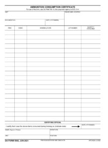 DA Form 5692 - Ammunition Consumption Certificate | Free Online Forms
