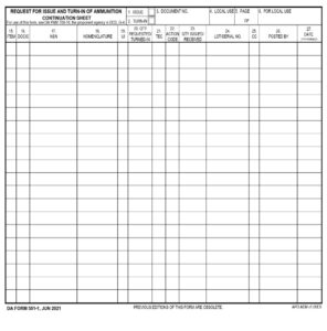DA Form 581-1 - Request For Issue And Turn-In Of Ammunition ...