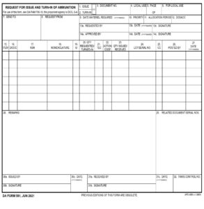 DA Form 581 - Request For Issue And Turn-In Of Ammunition | Free Online ...