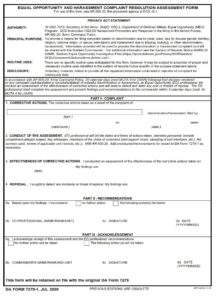 DA Form 7279-1 - Equal Opportunity And Harassment Complaint Resolution ...