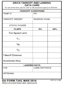 DA Form 7345 - GR/CS Takeoff And Landing Data Card | Free Online Forms