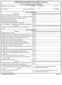 DA Form 7696 - Commander's Performance And Capability Checklist | Free ...