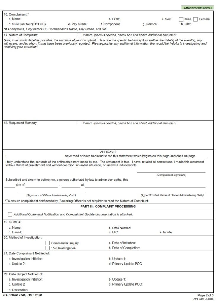 DA Form 7746 - Sexual Harassment Complaint | Free Online Forms