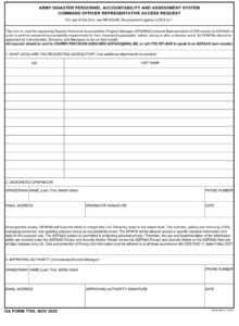 DA Form 7765 - Army Disaster Personnel Accountability And Assessment ...