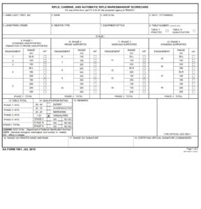 DA Form 7801 - Rifle, Carbine, And Automatic Rifle Marksmanship ...