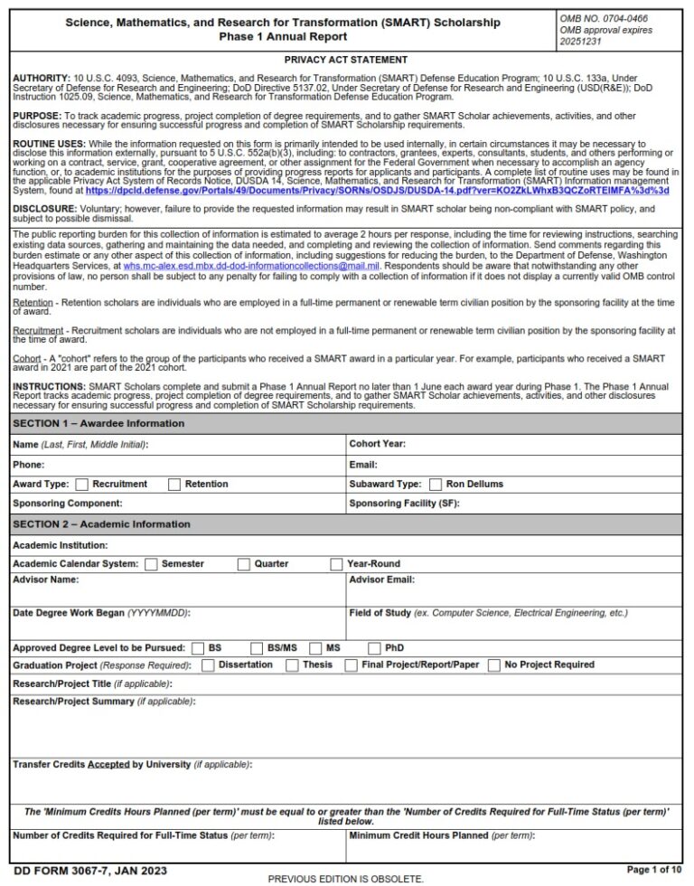 DD Form 3067-7 - Page 1 | Free Online Forms