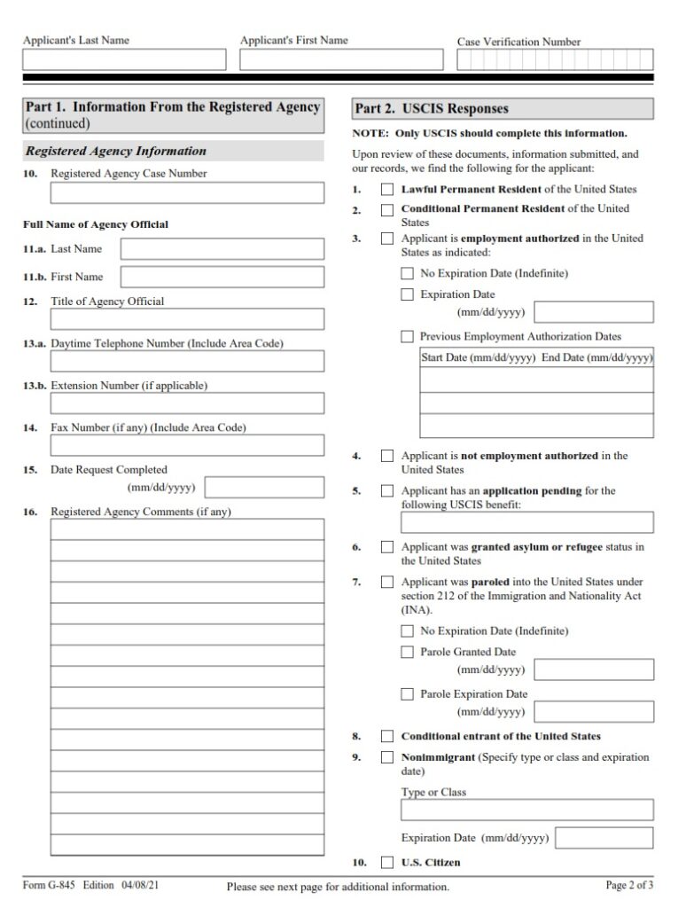 G-845 Form - Verification Request | Free Online Forms