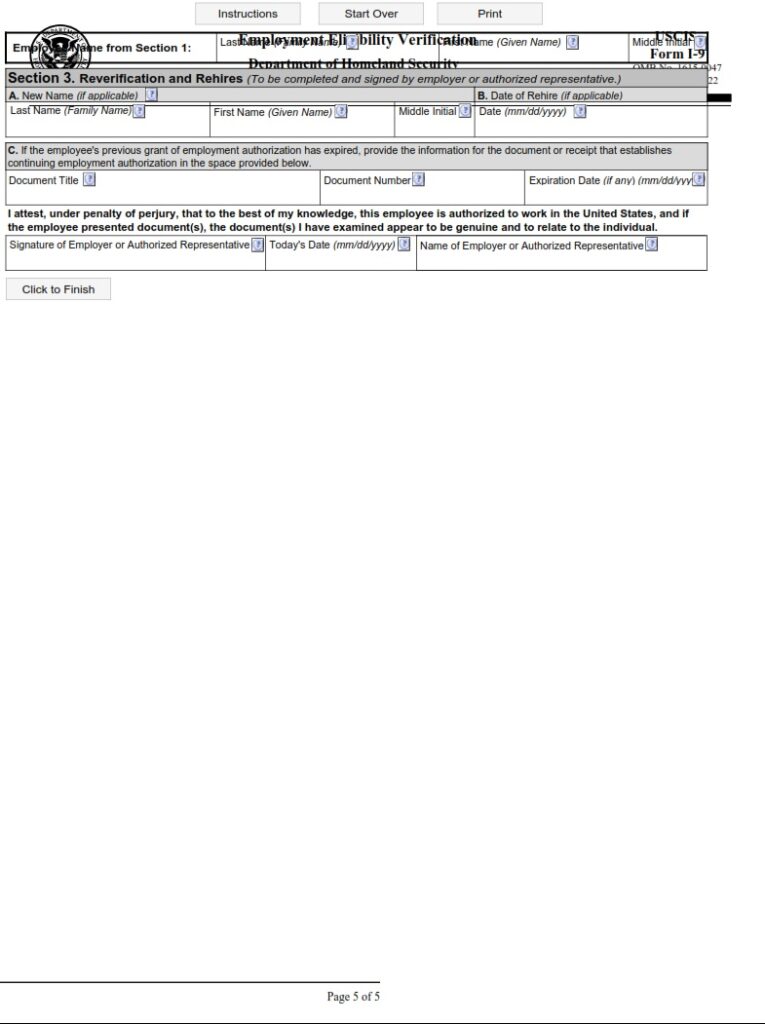 I-9 Form - Employment Eligibility Verification | Free Online Forms