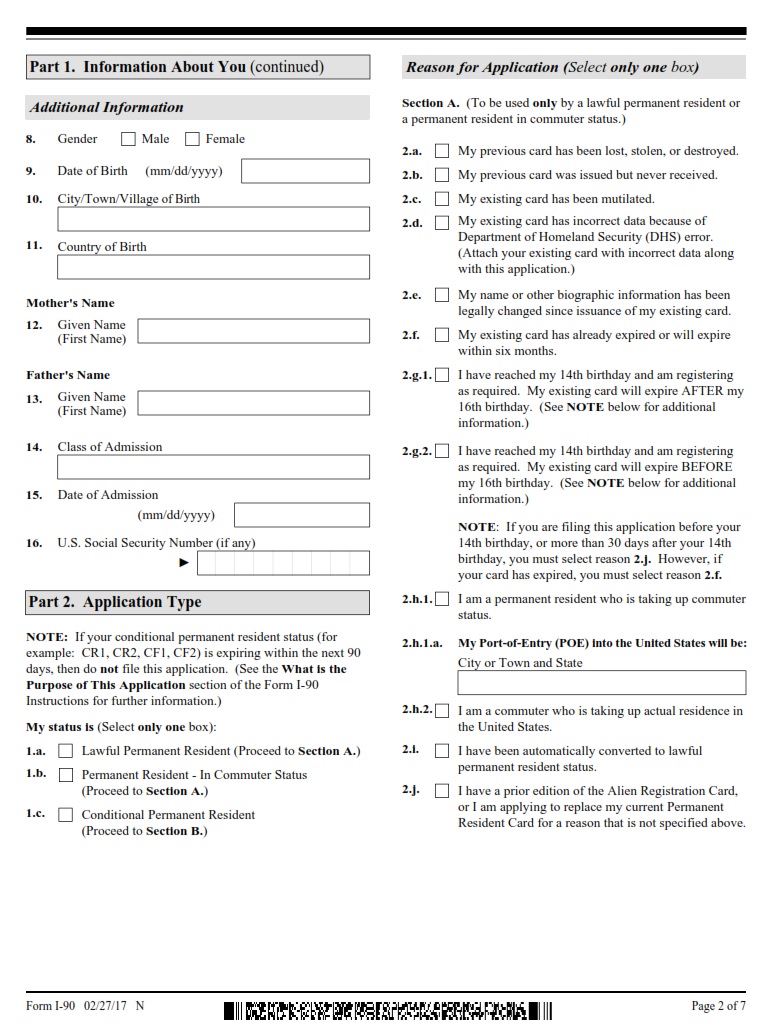 I 90 Form Application To Replace Permanent Resident Card Green Card I 90 Form Application To Replace Permanent Resident Card Green Card