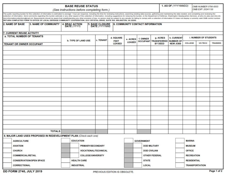 DD Form 2740 | Free Online Forms