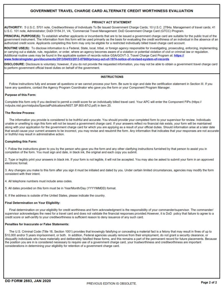 DD Form 2883 - Page 2 | Free Online Forms