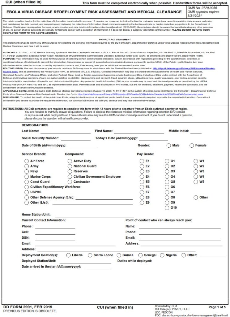 DD Form 2991 | Free Online Forms