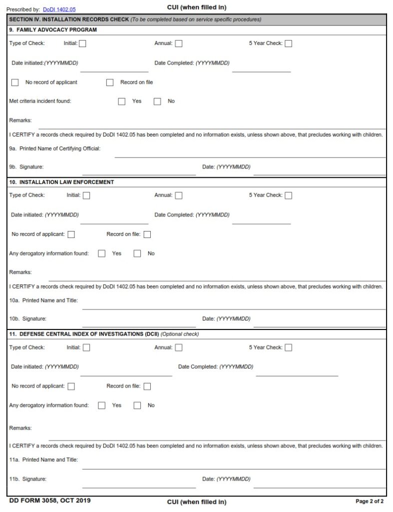 DD Form 3058 - Department Of Defense Consent To Conduct Installation Records Check (IRC) | Free ...