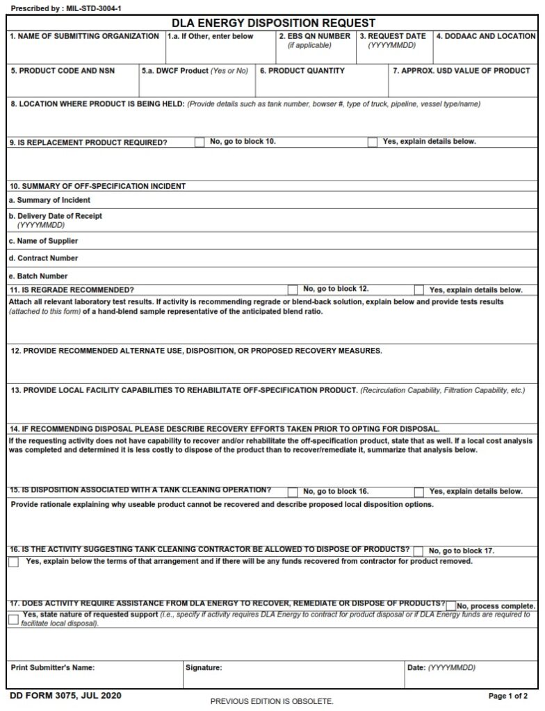 DD Form 3075 - Page 1 | Free Online Forms