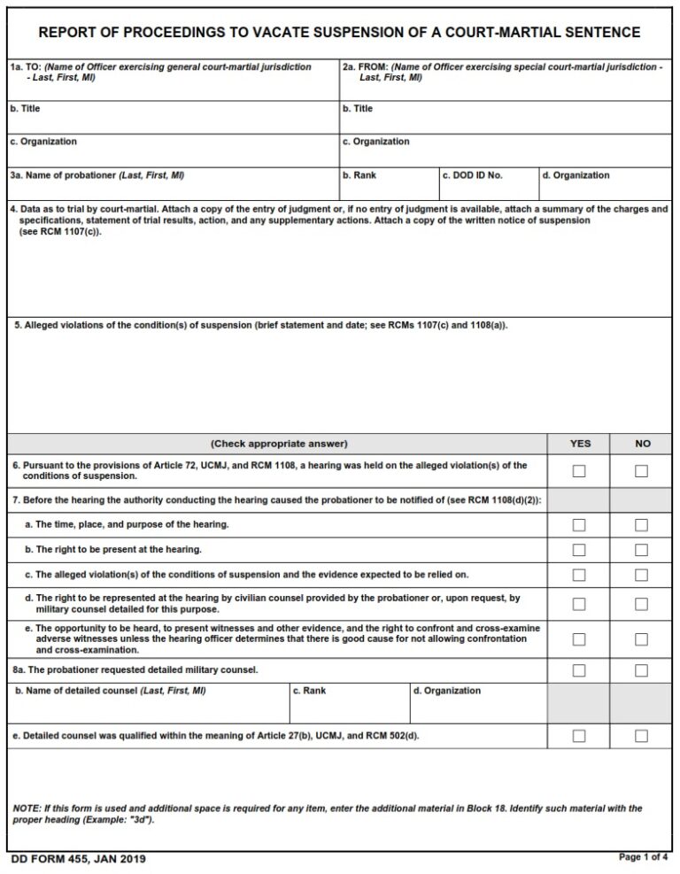 DD Form 455 | Free Online Forms