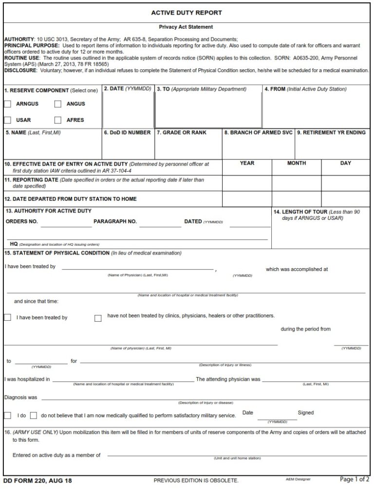 DD Form 220 - Active Duty Report - Are You Familiar With The DD Form ...