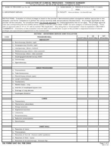 DA Form 5441-54 - Evaluation Of Clinical Privileges - Thoracic Surgery ...