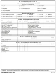 DA Form 7485-R - Elevator Inspection Checklist (LRA) | Free Online Forms