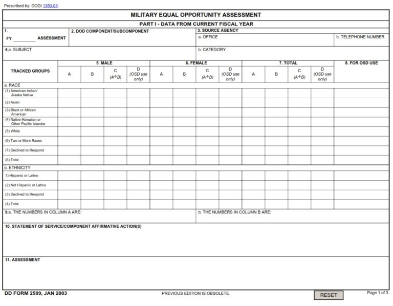 DD Form 2509 - Military Equal Opportunity Assessment | Free Online Forms