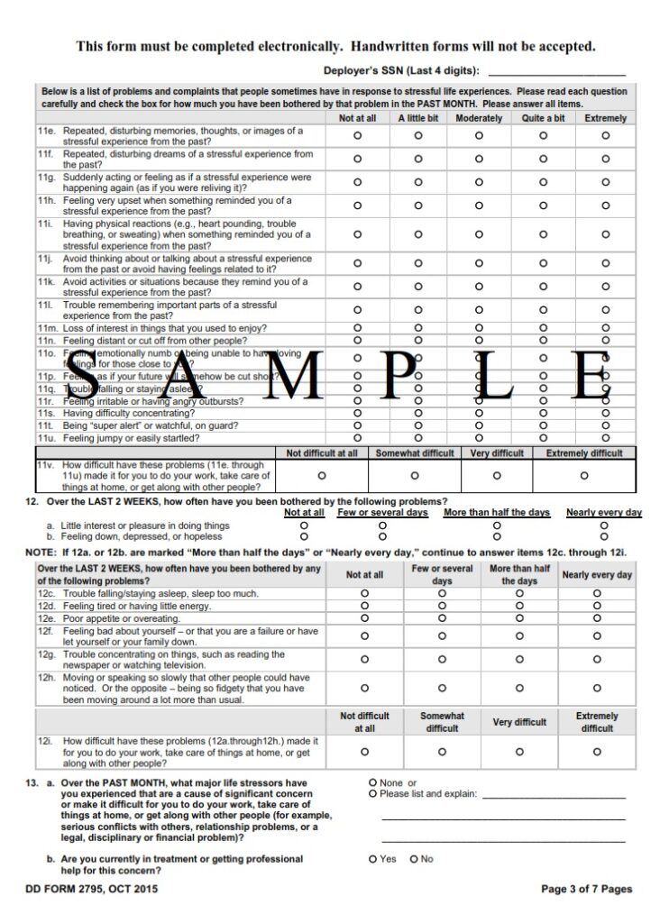 DD Form 2795 - Pre-Deployment Health Assessment | Free Online Forms
