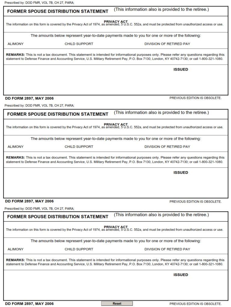 DD Form 2897 - Former Spouse Distribution Statement | Free Online Forms
