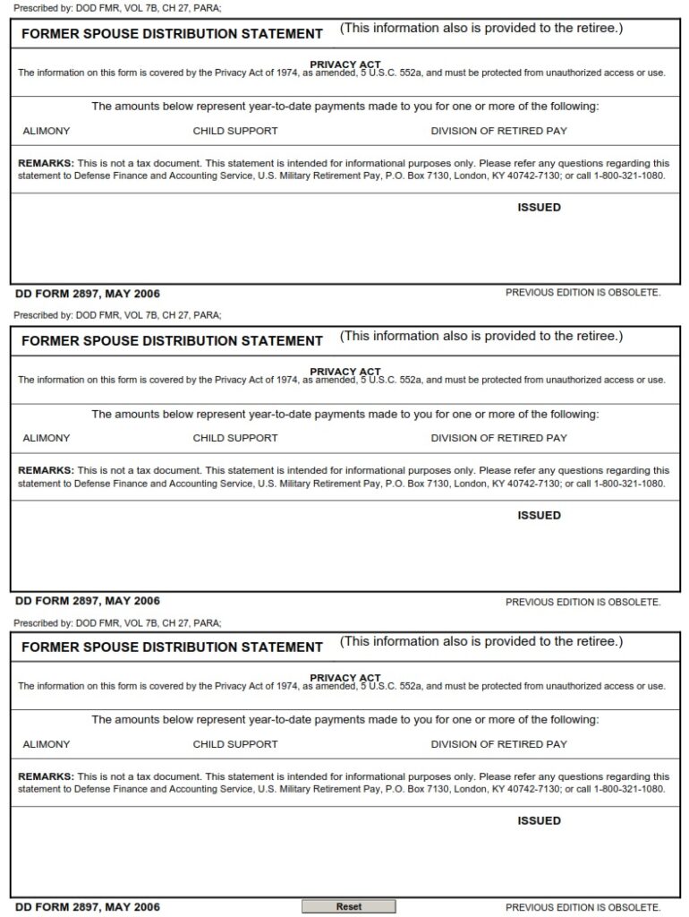 DD Form 2897 - Former Spouse Distribution Statement | Free Online Forms