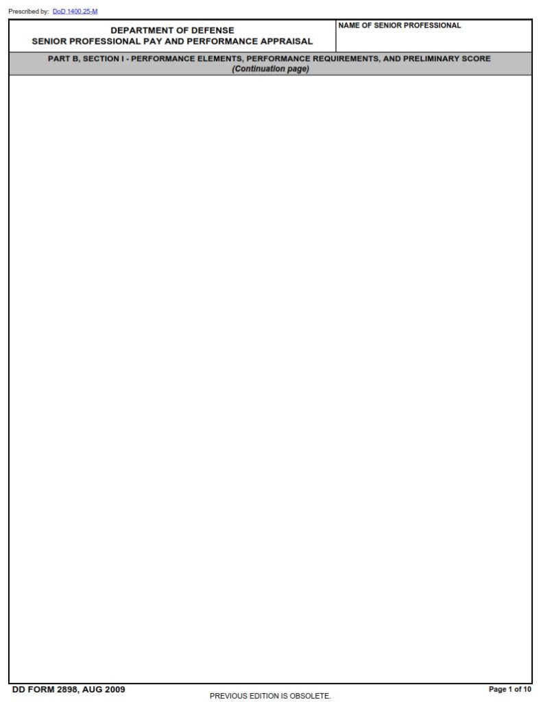 DD Form 2898 - Department Of Defense Senior Professional Pay And ...