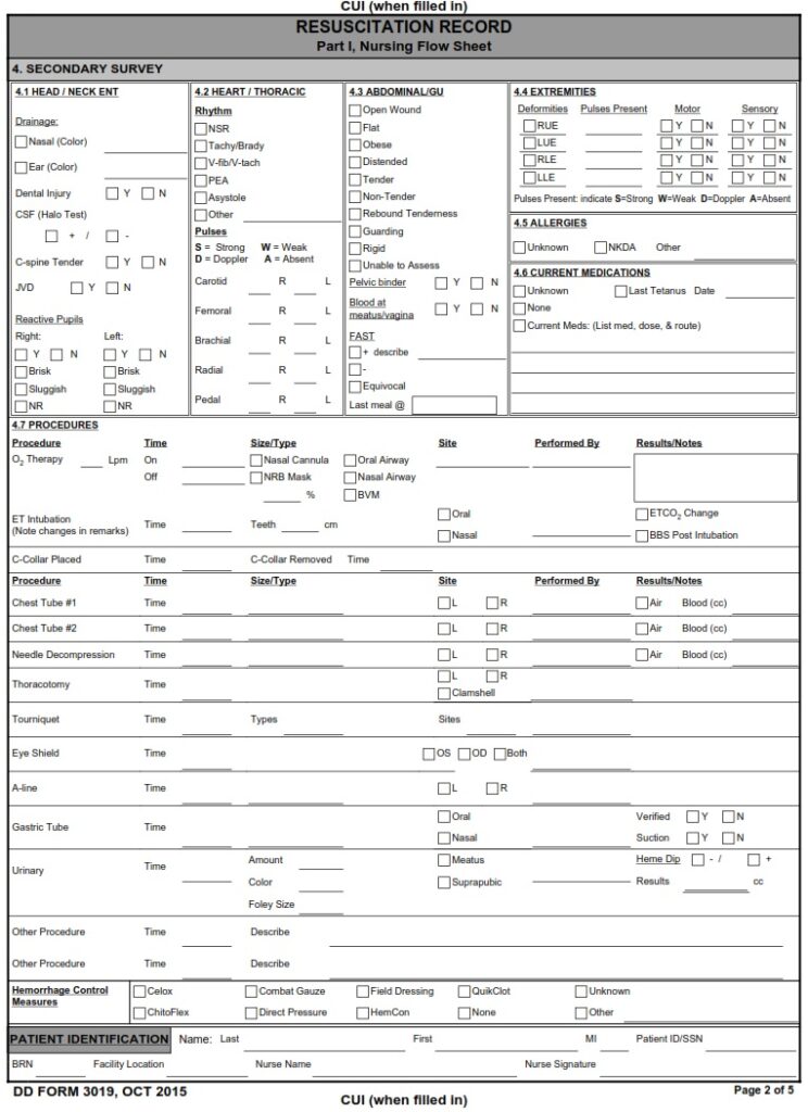 DD Form 3019 - Resuscitation Record | Free Online Forms